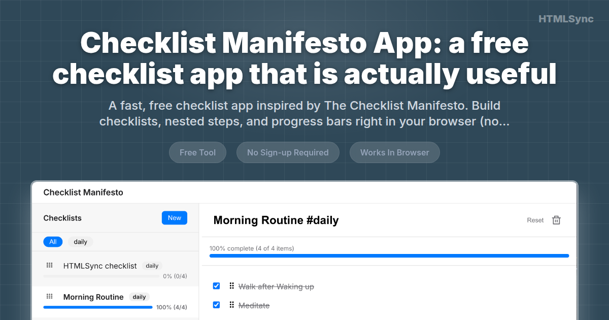 Checklist Manifesto App: a free checklist app that is actually useful - HTMLSync